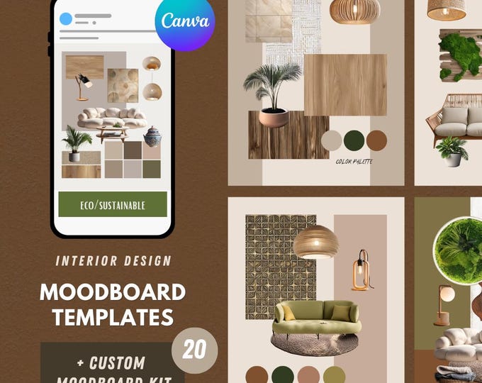 Interior Design Moodboard Template, Custom Moodboard Maker, Social Media Template, Editable ...