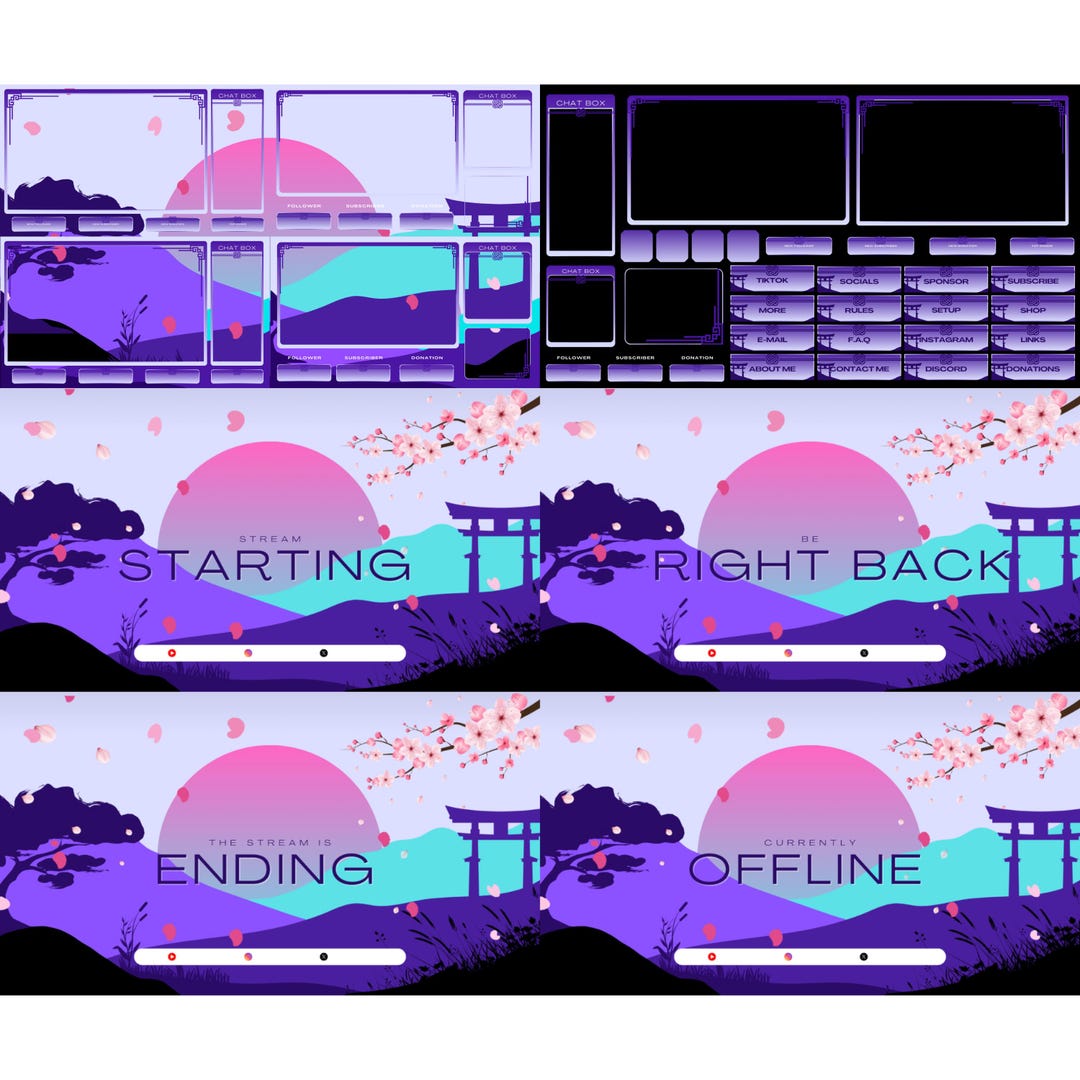 Animated Sakura Themed Stream Package - Anmiated Alert - Falling Cherry ...