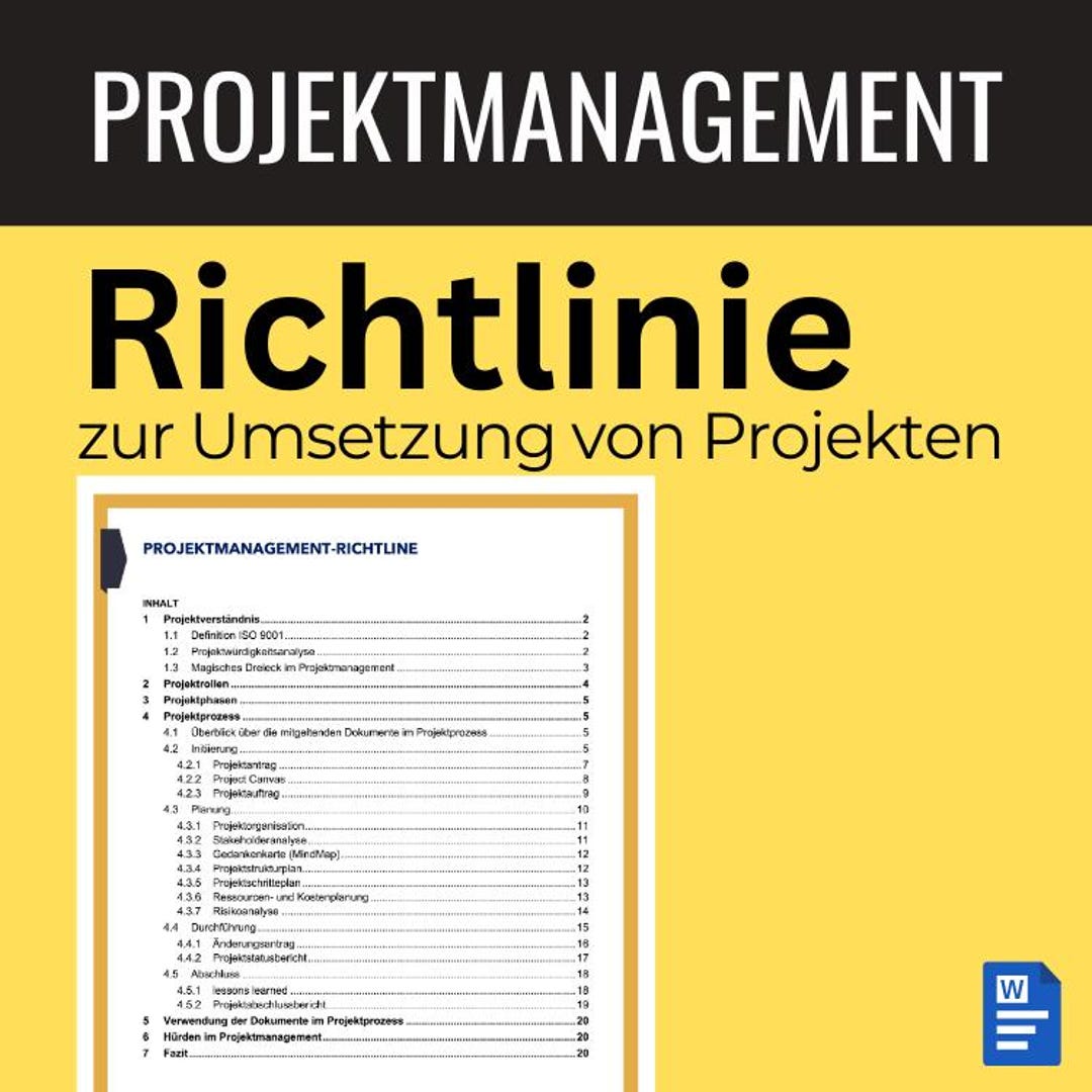 Project Management Guideline Template | German | Simple and ...