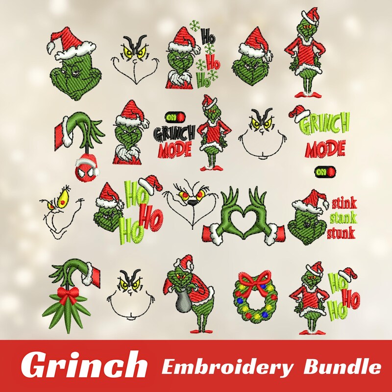 Grinch Embroidery Design - Etsy