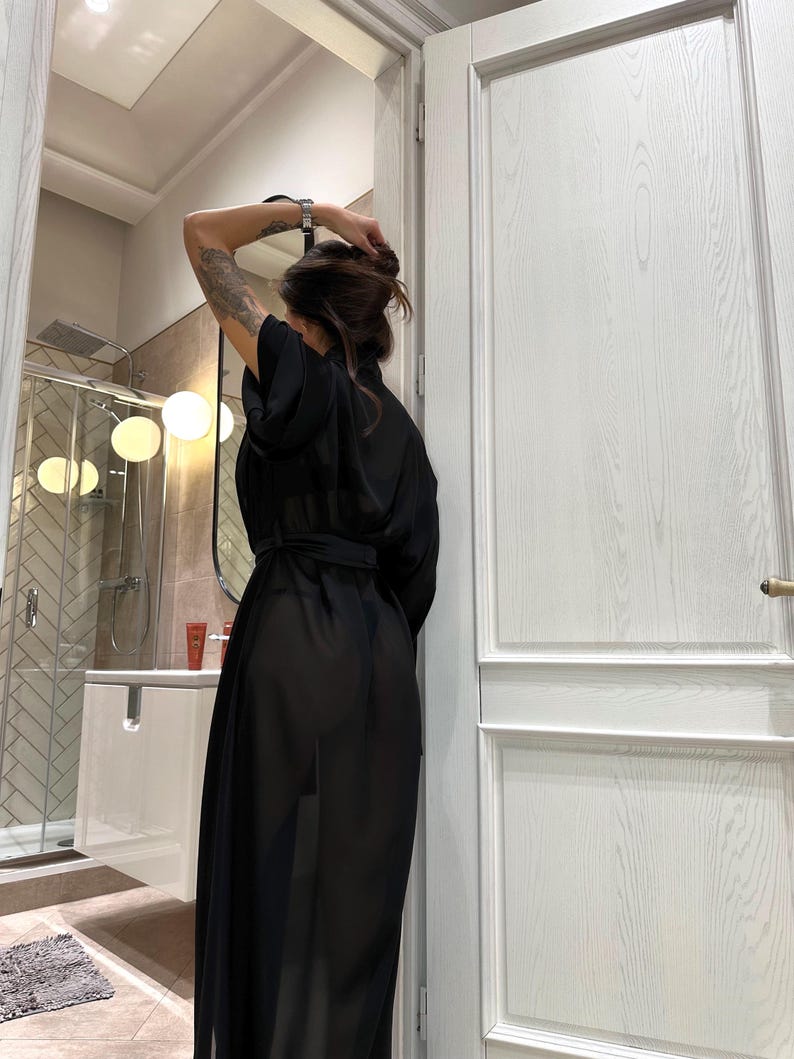 Pearl Robe, Boudoir Robe, Sheer Robe, Long Bridal Robe, Tulle Robe, See ...