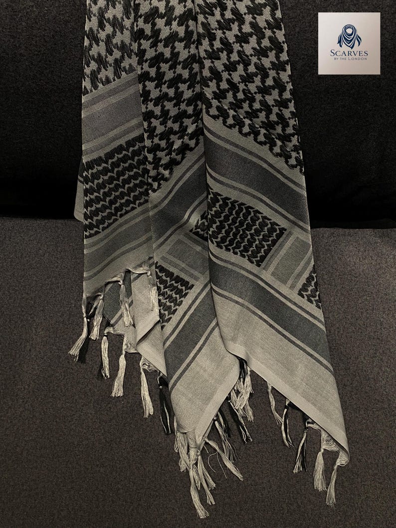 White&black | Palestine Keffiyeh | Soft Cotton Shemagh | Handmade Scarf ...
