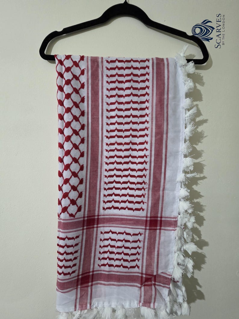 Original Palestine Red & White Keffiyeh Scarf | Authentic Soft Cotton ...