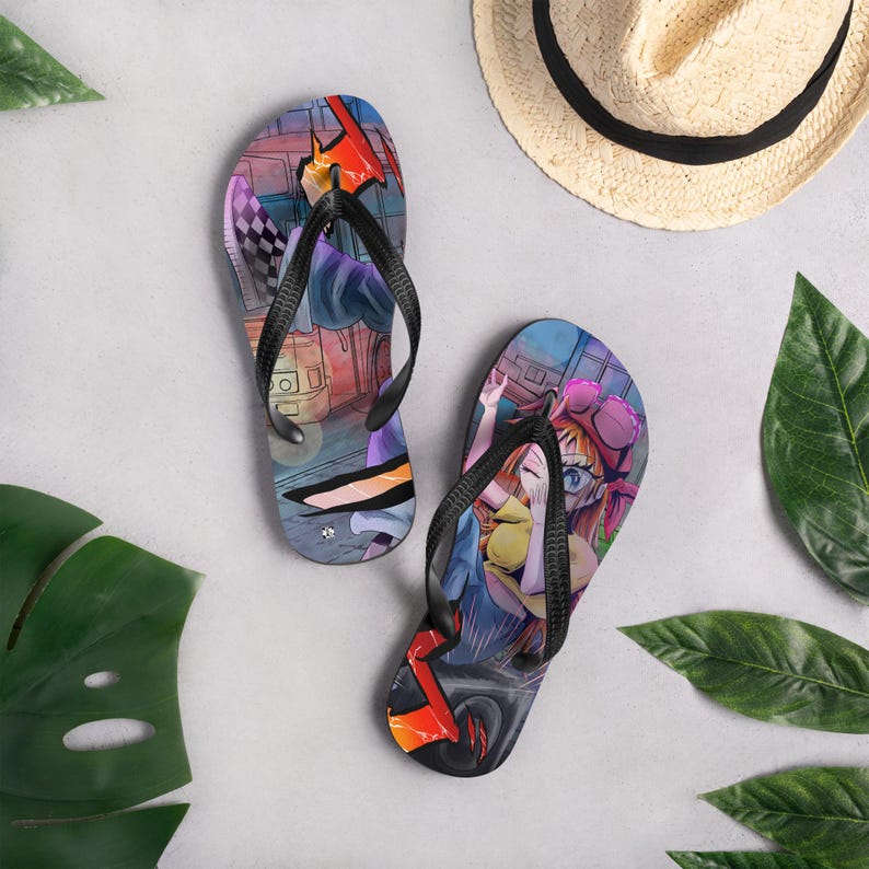 Anime Girl Music Flip Flops • Urban Speaker Manga Art • Limited Edition ...