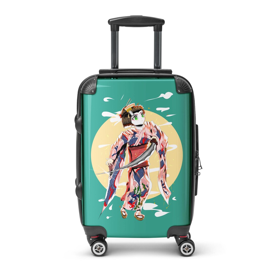Anime Geisha Suitcase: Turquoise Dragon Art, Hardshell Luggage - Etsy