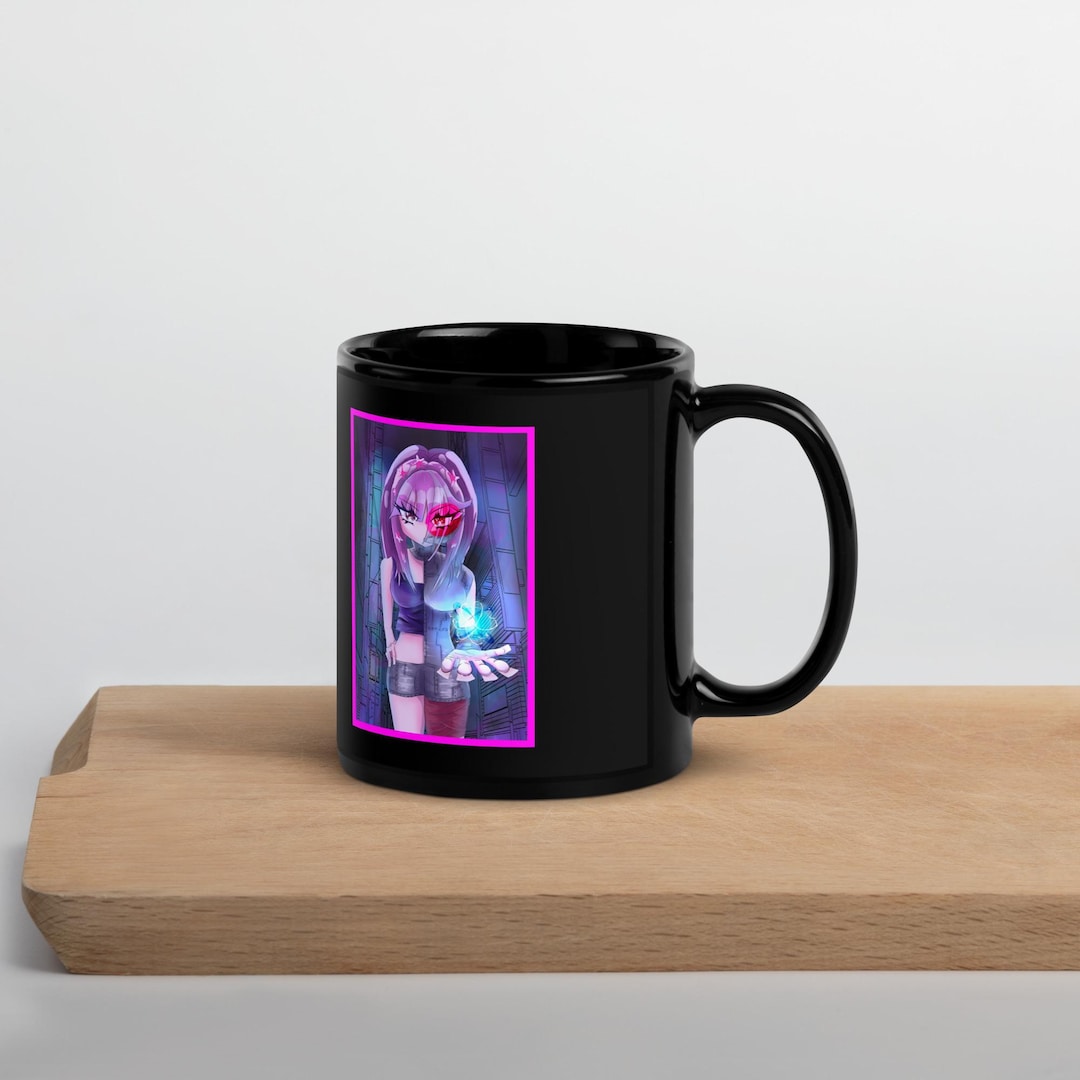Hand-drawn Cyber Girl Mug • Futuristic Anime Coffee Cup - Etsy
