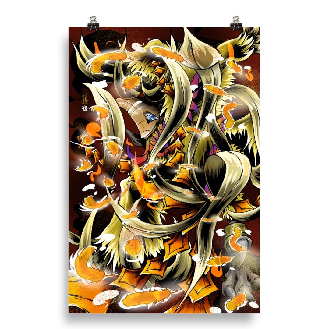 Flaming Phoenix Anime Poster: Hand-drawn Japanese Firebird Art Print - Etsy