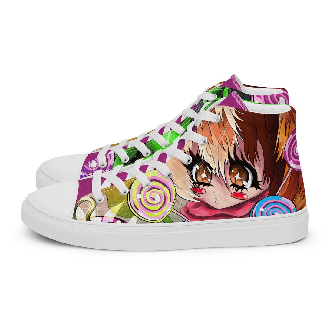 Dark Manga Anime Shoes • Genie & Anime Girl • Candy Background • Hand ...