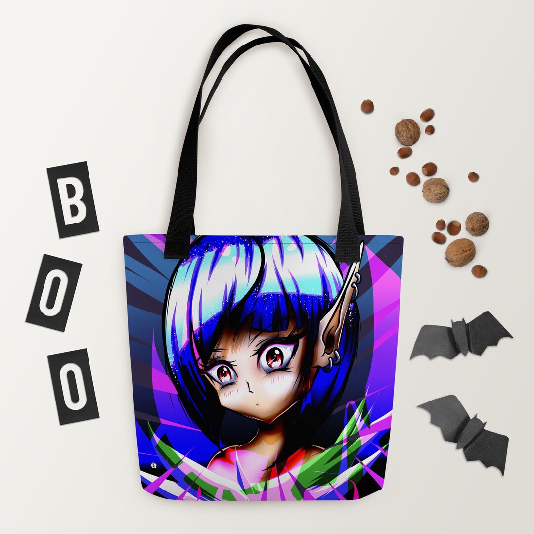 Cute Anime Elf Girl Tote Bag • Hand-drawn Fantasy Manga Art • Kawaii ...