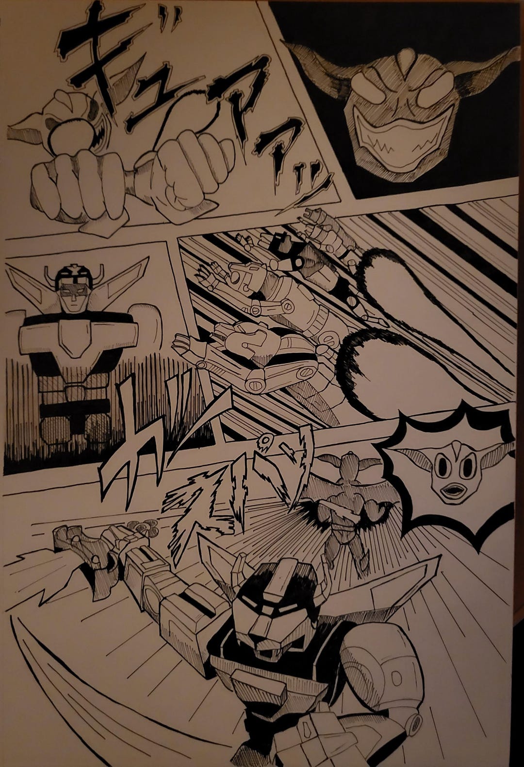 Handmade Poster in A3 Size Featuring Voltron and the 5 Lions Combining ...
