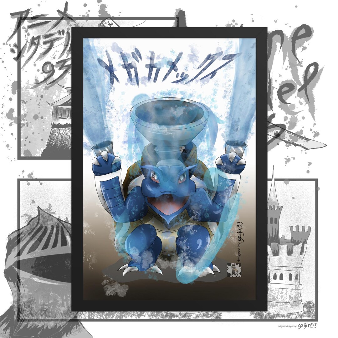 Pokemon Mega Blastoise Poster – Limited 30 Pcs – Handdrawn – Japanese ...