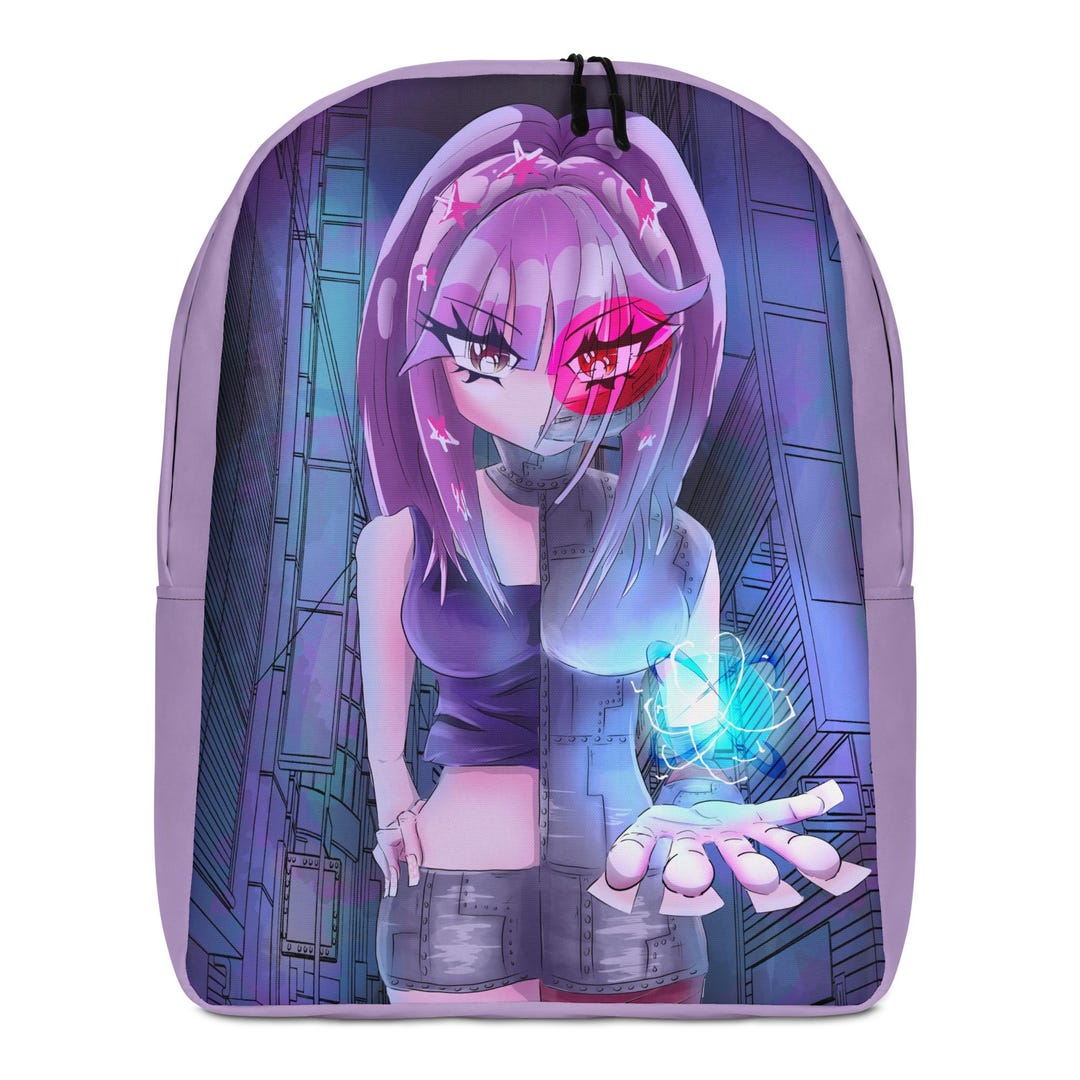 Hand-drawn Cyberpunk Anime Girl Backpack – Futuristic City Design - Etsy