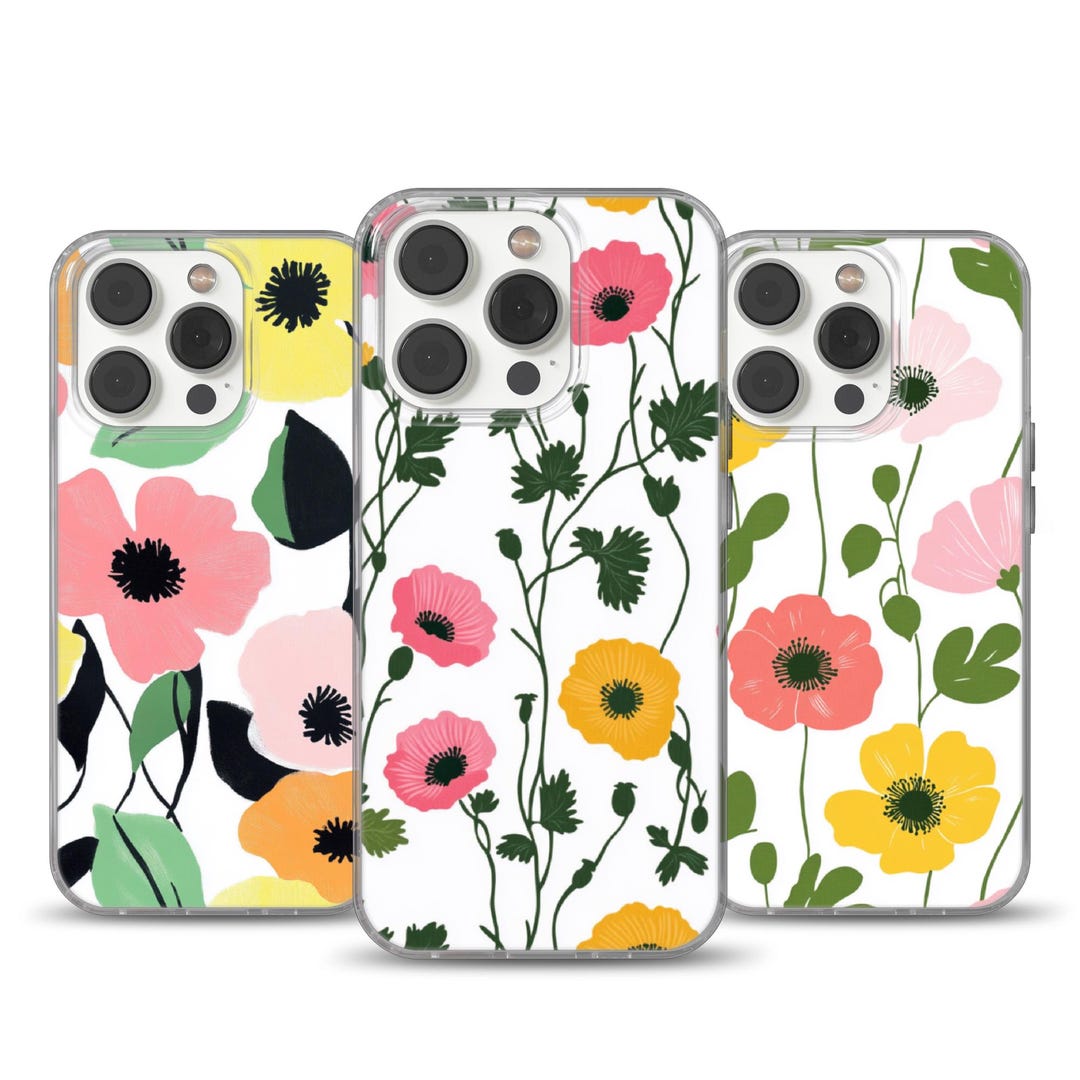 Poppy Phone Case Flower Cover for iPhone 16, 14, 13, 12, 11, SE ...
