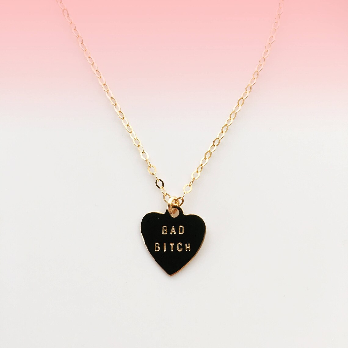 Bad Bitch Heart Charm Necklace | Etsy
