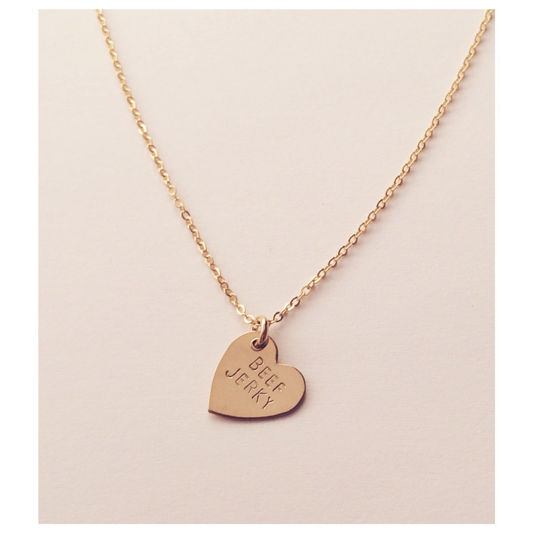 Beef Jerky Heart Charm Necklace - Etsy
