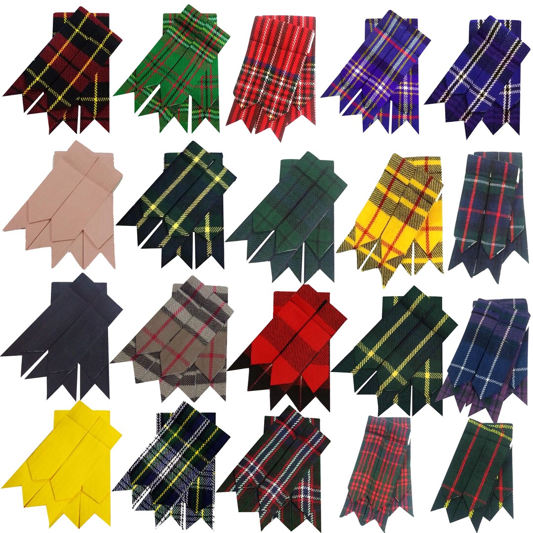 Kilt Flashes for Men – Scottish Tartan, Pointed, White Elastic Sock ...