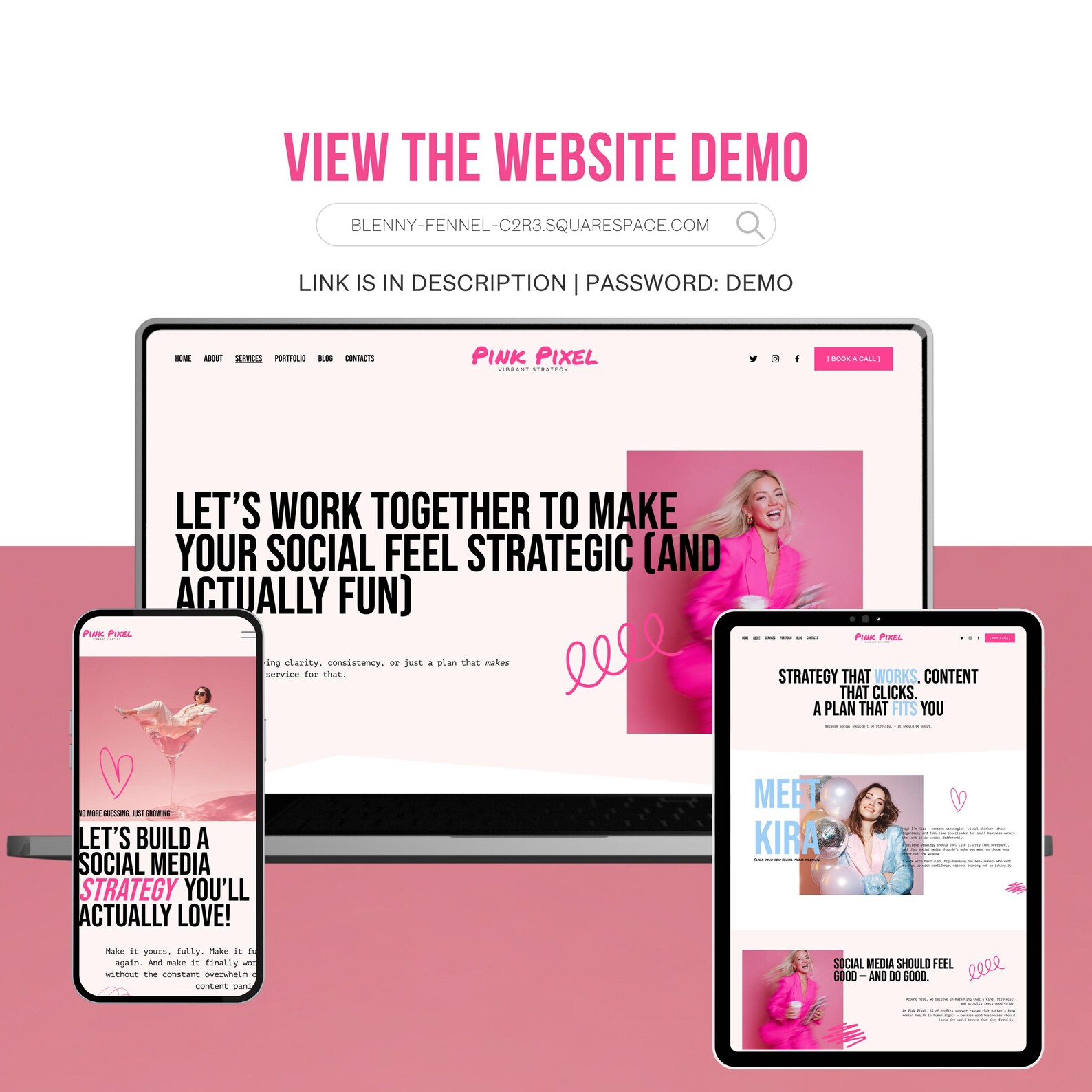 Pink Squarespace Template for Virtual Assistants, Coaches and Marketing Creatives – Modern ...