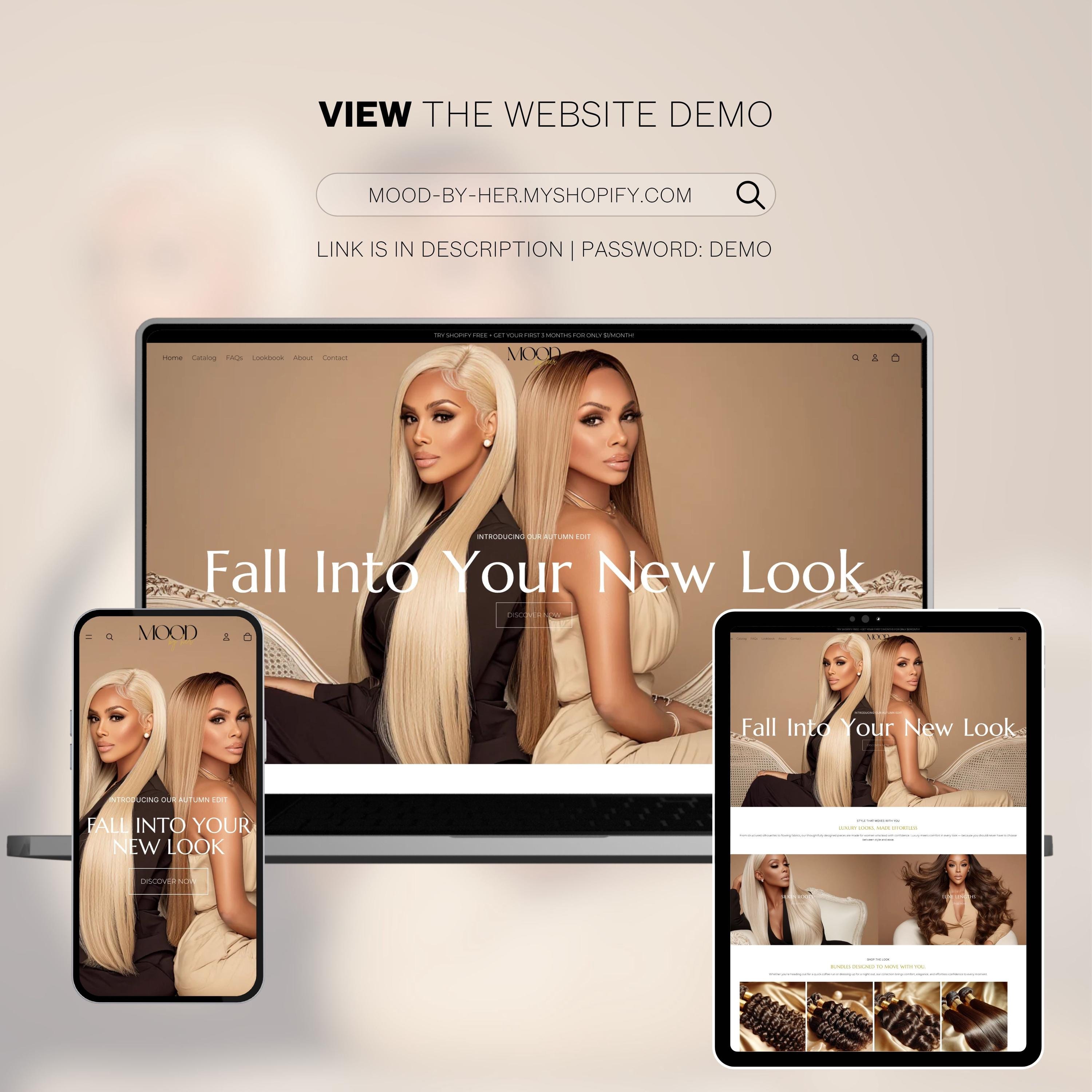 Luxury Hair Shopify Theme: Wig & Extension Store Website Template - Etsy