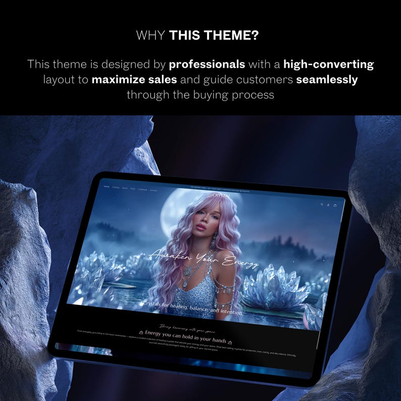 Crystal Shopify Theme: Dark Celestial & Mystic Store Template - Etsy