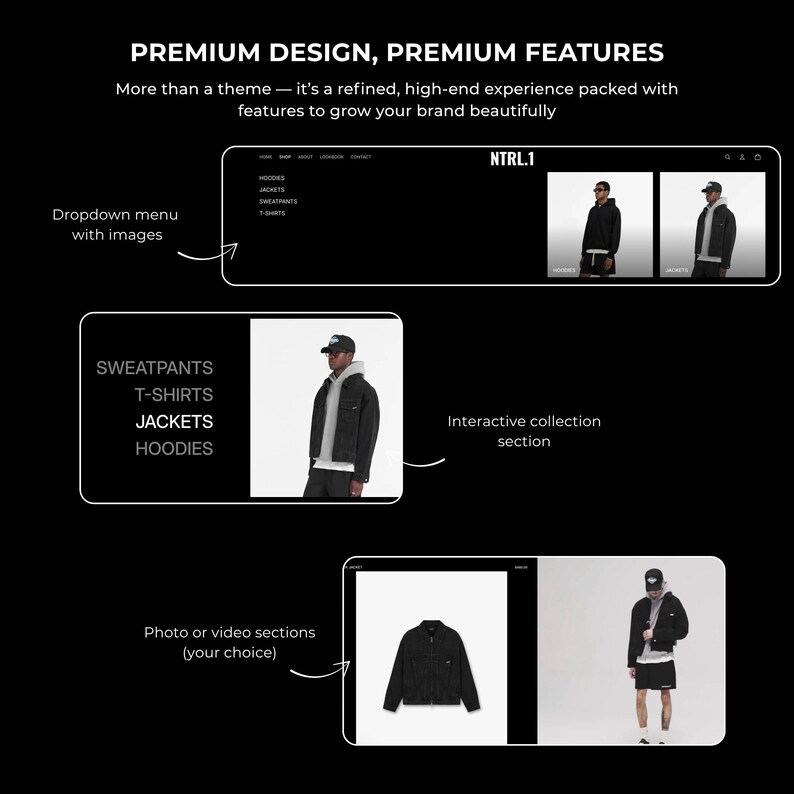 Dark Fashion Shopify Theme: Bold Streetwear & Boutique Website - Etsy