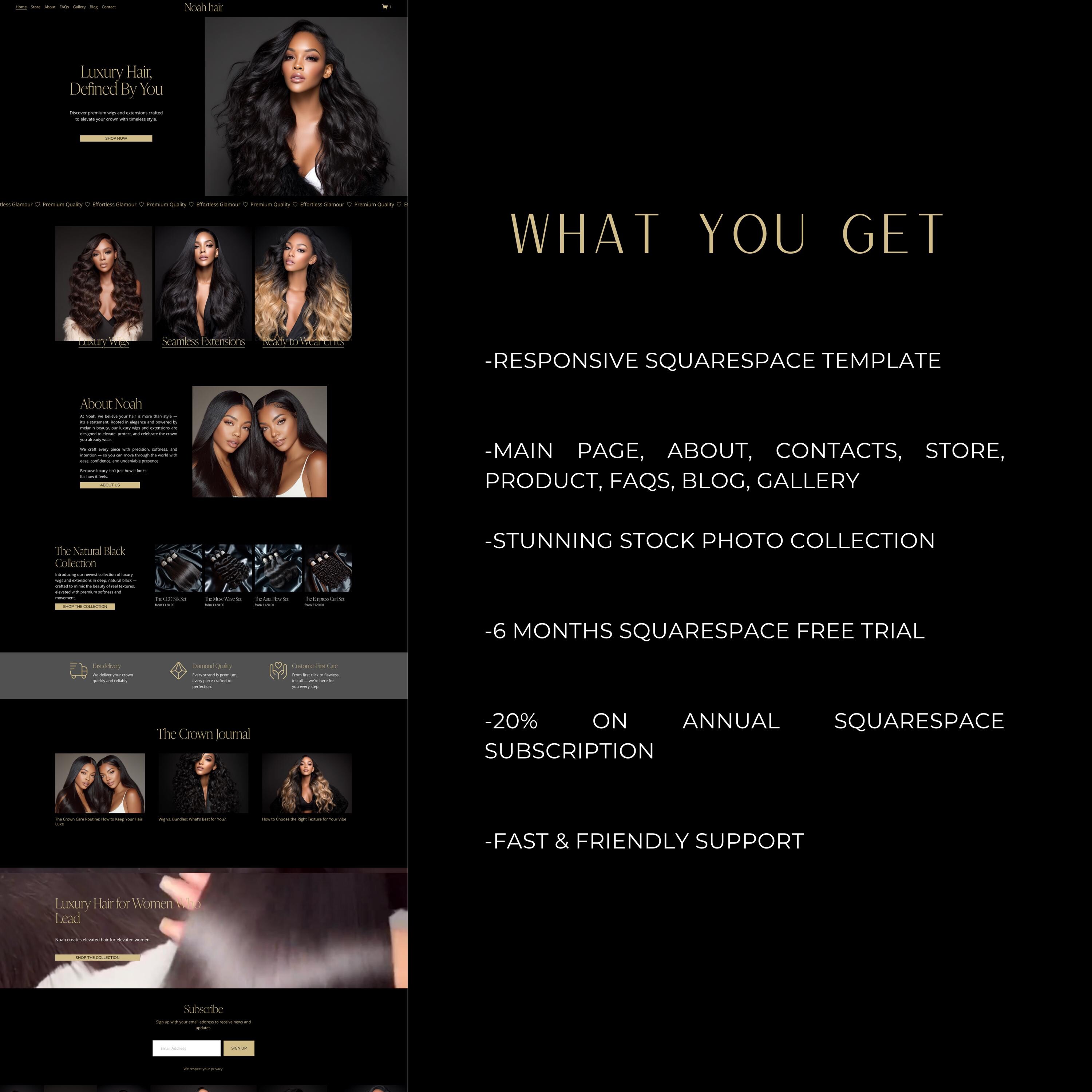 Luxury Hair Business Squarespace Template: Wig & Beauty Brand Website ...