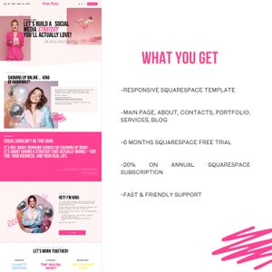Pink Squarespace Template for Virtual Assistants, Coaches and Marketing ...