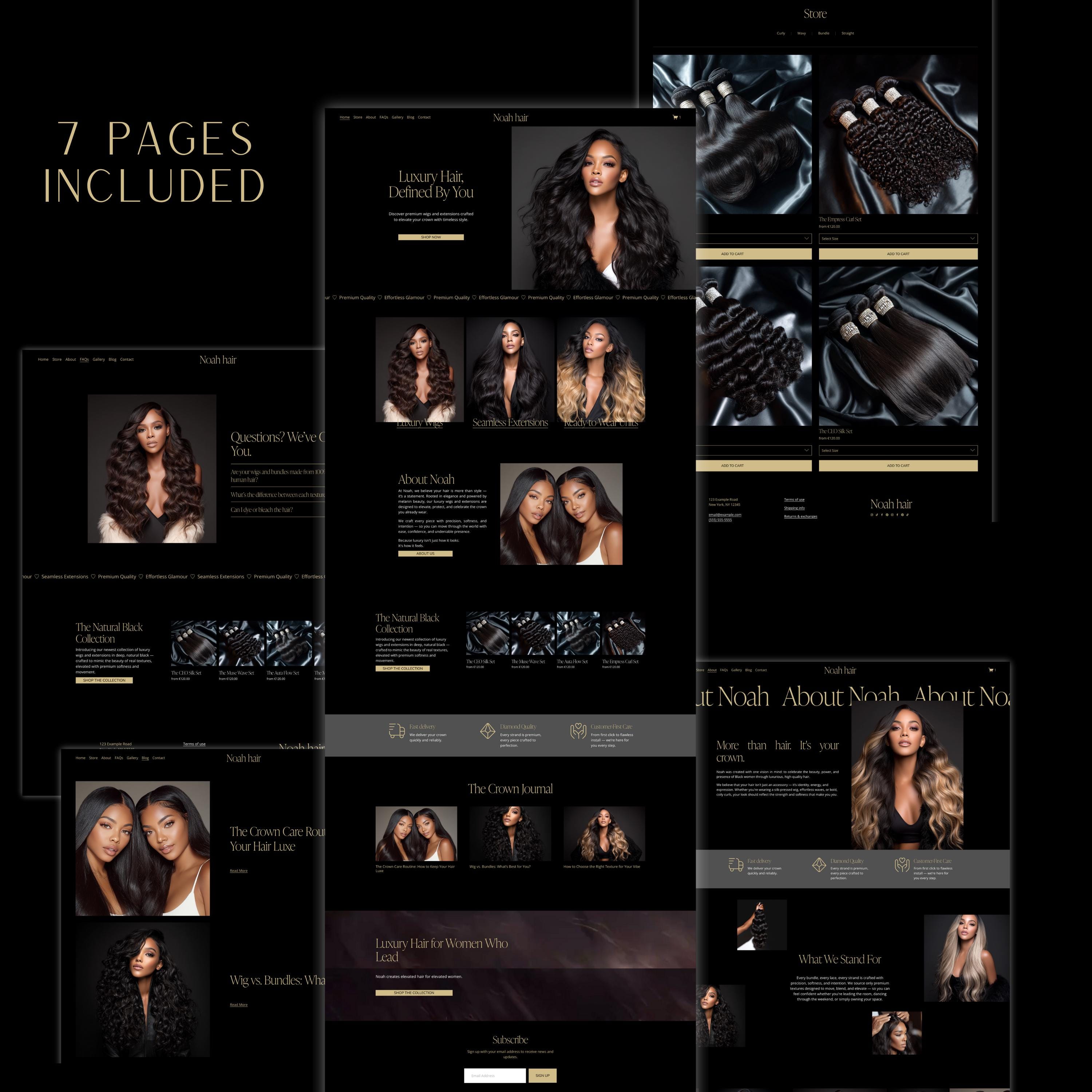 Luxury Hair Business Squarespace Template: Wig & Beauty Brand Website ...