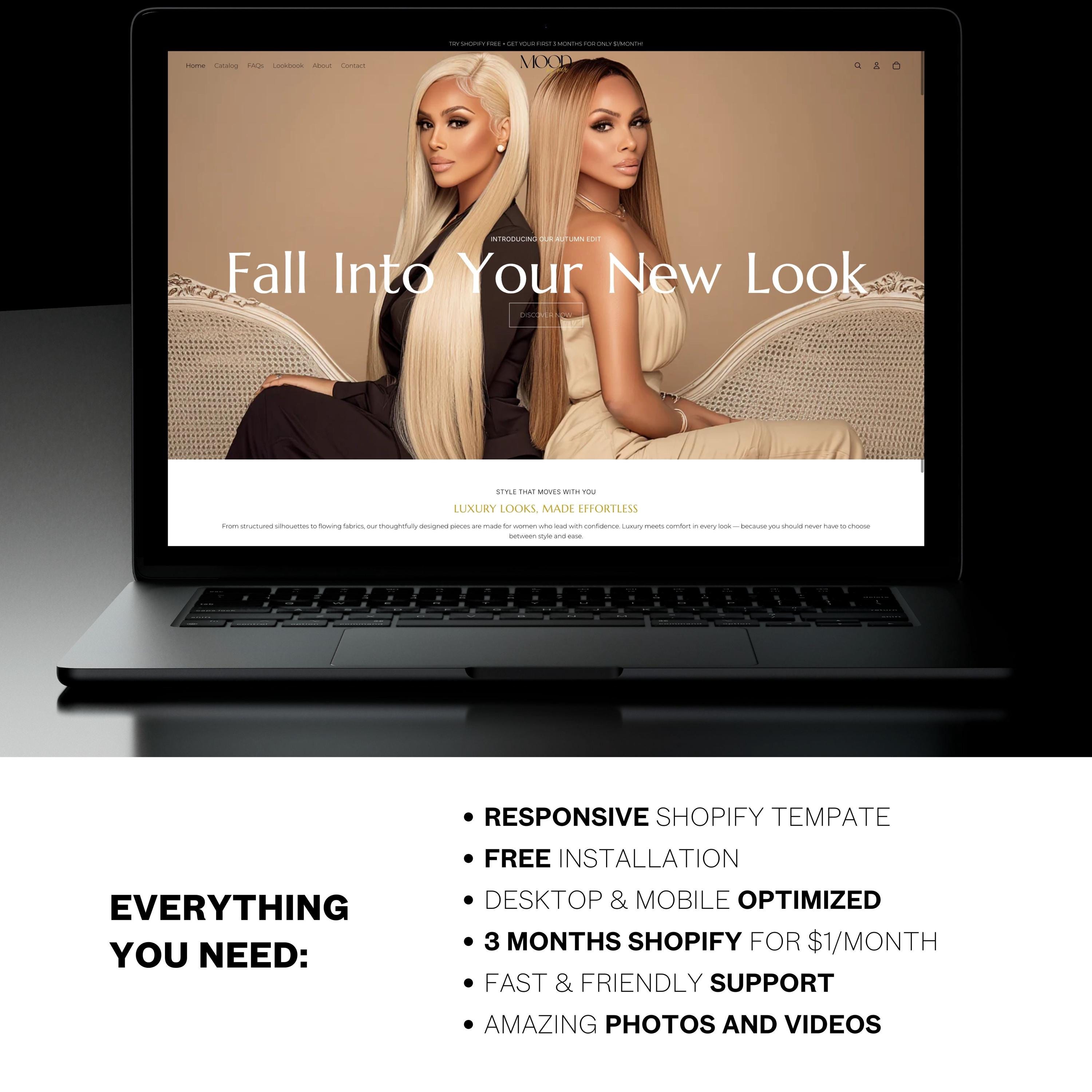 Luxury Hair Shopify Theme: Wig & Extension Store Website Template - Etsy