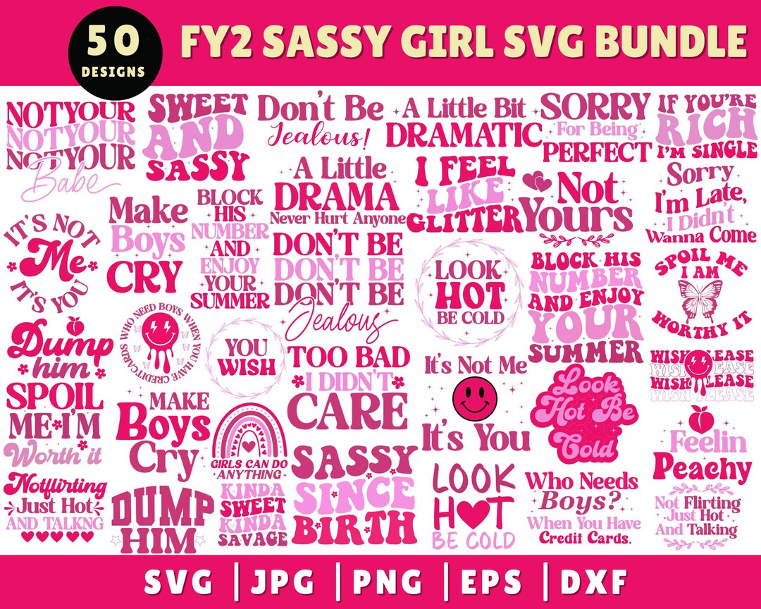 Sassy Girl SVG Bundle, Retro Girl SVG, Girl Power, Girl Boss Svg, Cute ...