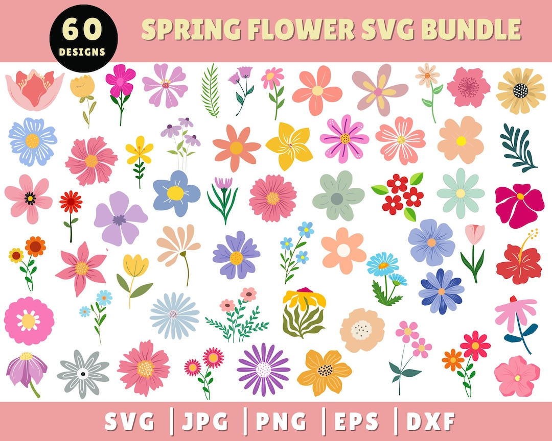 Flower SVG Bundle, Spring Flower SVG, Flower Png Bundle, Flower Clipart ...