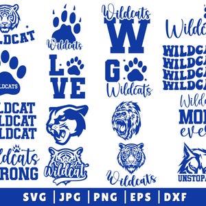 Wildcat SVG Bundle, Wildcat School Spirit SVG, Wildcat Mascot Svg ...