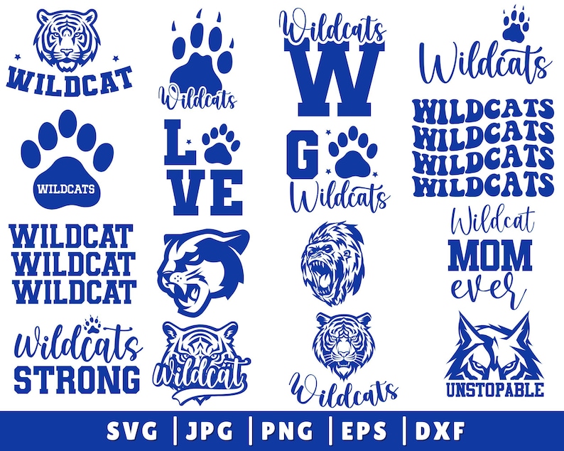 Wildcat SVG Bundle, Wildcat School Spirit SVG, Wildcat Mascot Svg ...