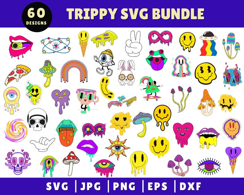 Trippy Svg, Horror Gothic Svg Bundle, Psychedelic Trippy Svg ...