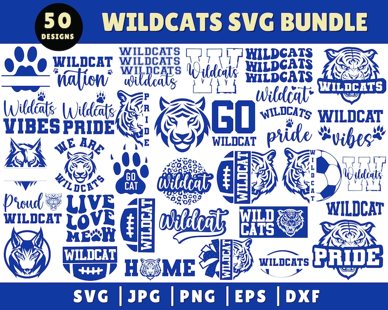 Wildcat SVG Bundle, Wildcat School Spirit SVG, Wildcat Mascot Svg ...