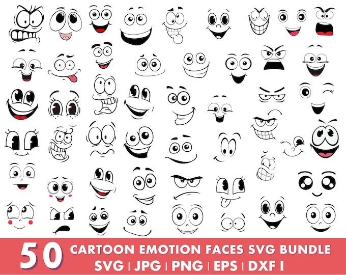 Cartoon Emotion Face Svg, Emoji Faces Svg, Eyes Svg, Cute Faces Svg ...