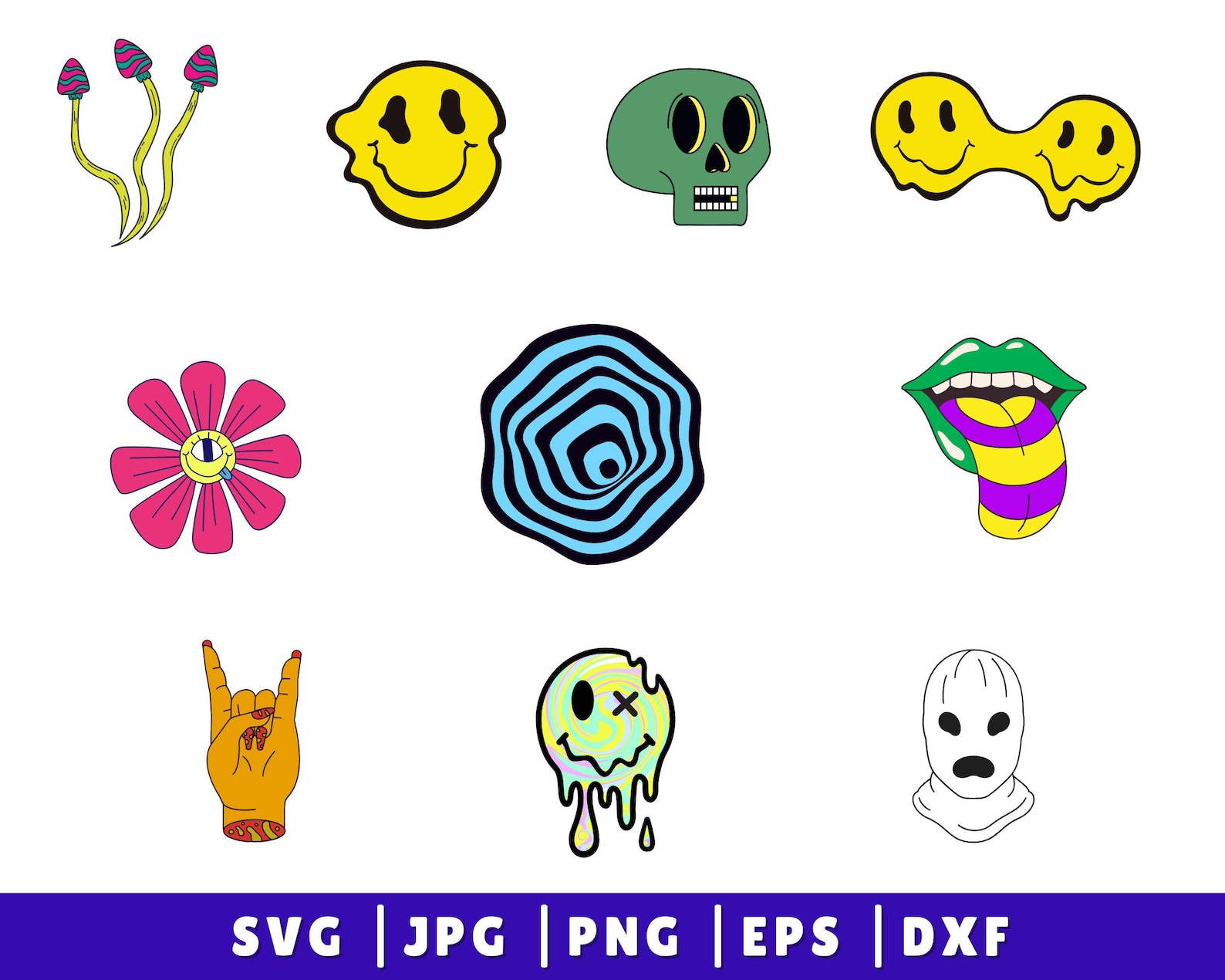 Trippy Svg, Horror Gothic Svg Bundle, Psychedelic Trippy Svg ...