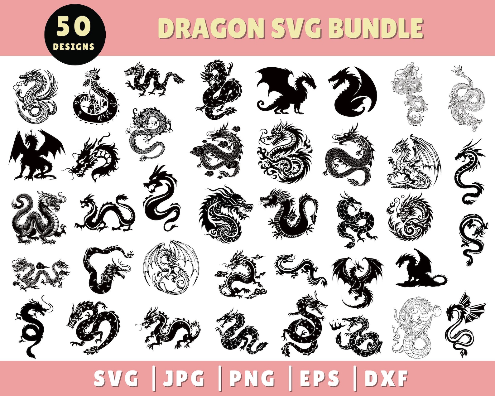 Dragon SVG Bundle, Dragons SVG, Medieval Svg, Fire Dragon Svg ...