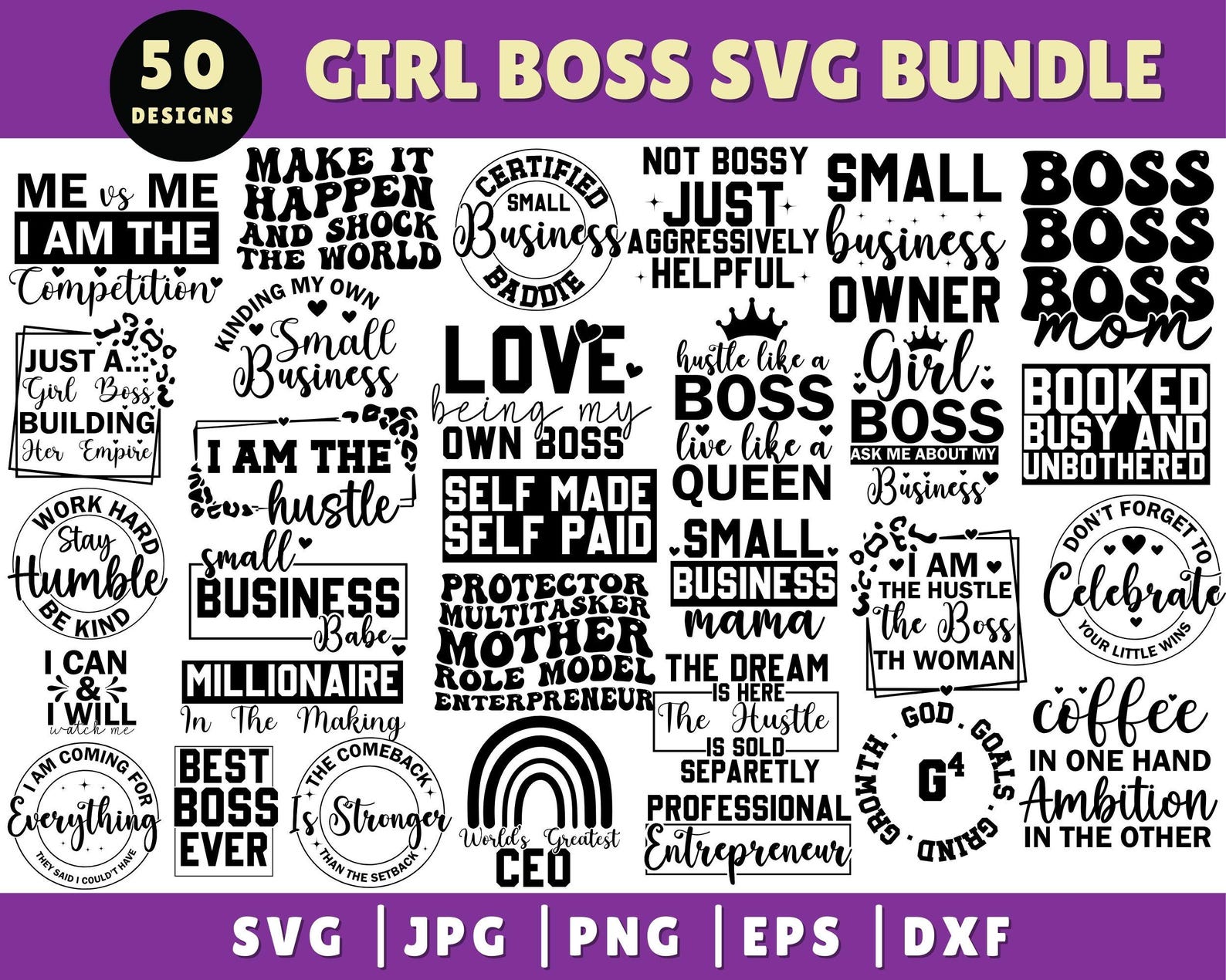 Girl Boss Svg Bundle, Boss Lady Svg, Entrepreneur Svg Bundle, Small ...