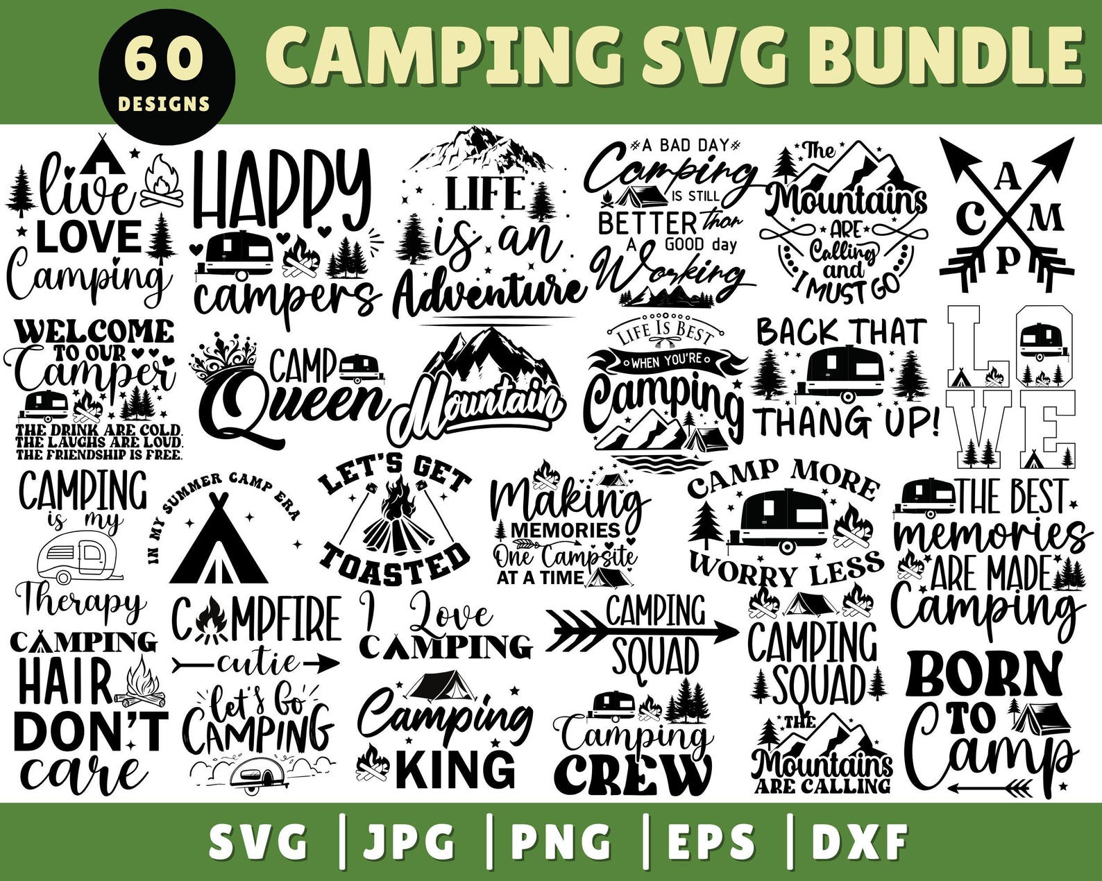 Camping SVG Bundle, Camp Life Svg, Camp SVG, Camper Svg, Campfire Svg ...