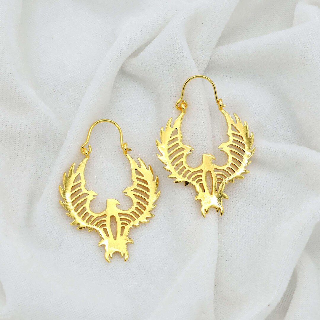 Gold Phoenix Earrings | Gold Wing Earrings | Eagle Earrings | Freedom ...