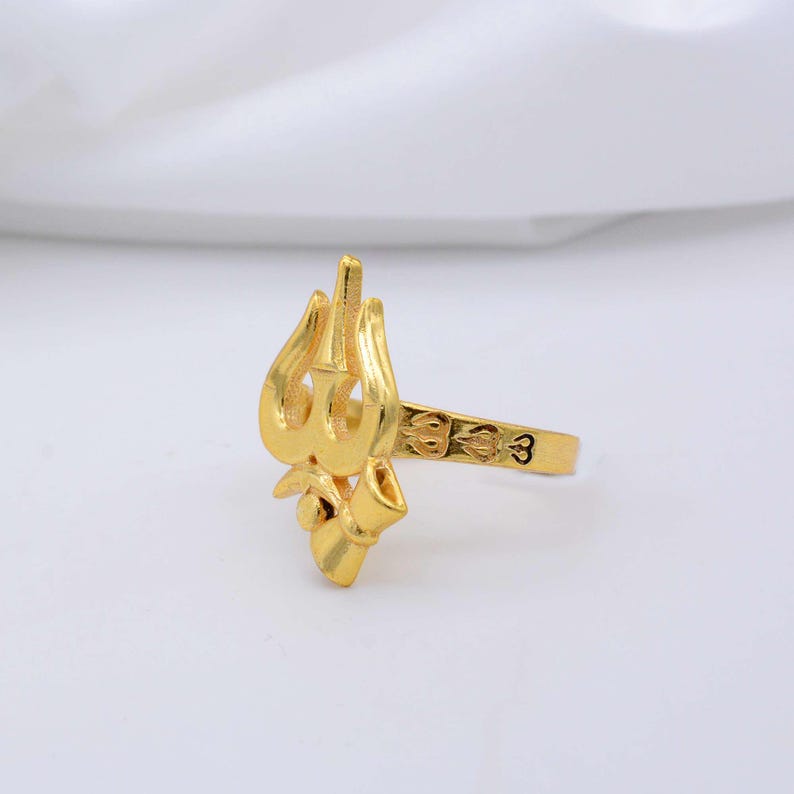 Trishul Ring for Men, Shiva Symbolic Band, Handcrafted Religious Brass ...