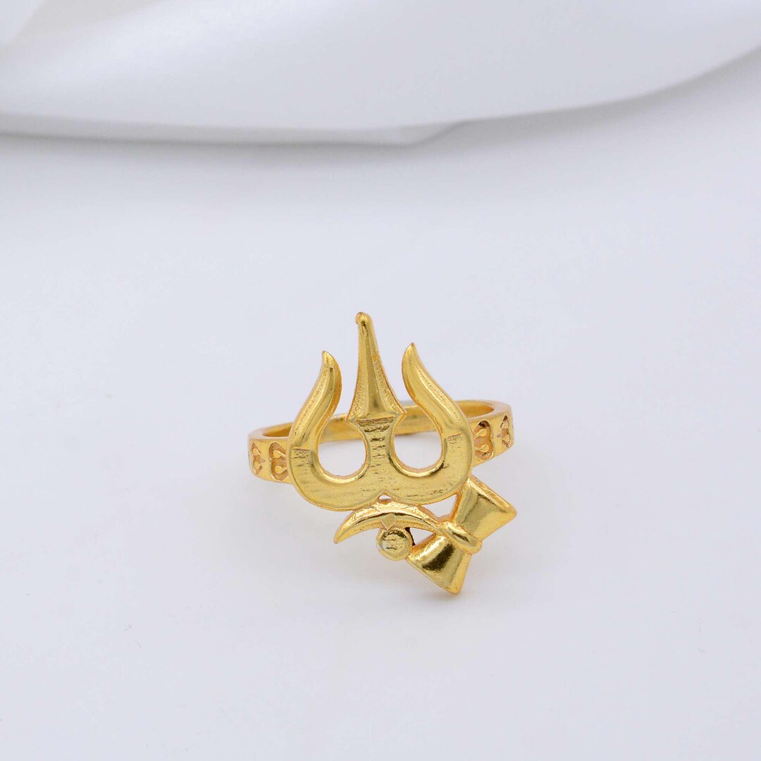 Trishul Ring for Men, Shiva Symbolic Band, Handcrafted Religious Brass ...