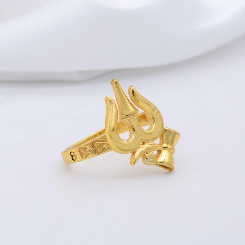 Trishul Ring for Men, Shiva Symbolic Band, Handcrafted Religious Brass ...