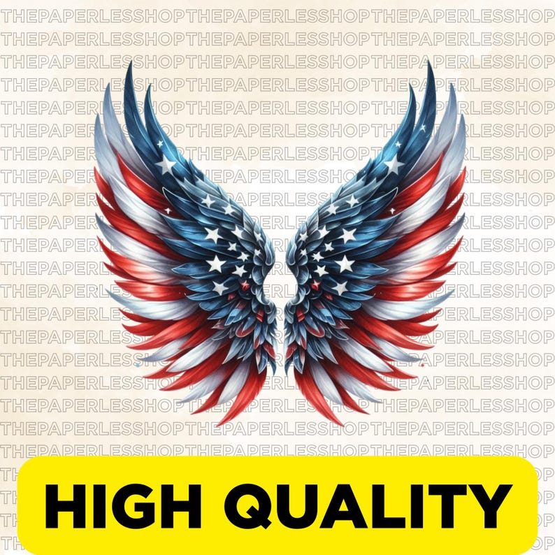 American Flag Angel Wings Clipart: Patriotic USA Eagle Feather PNG - Etsy