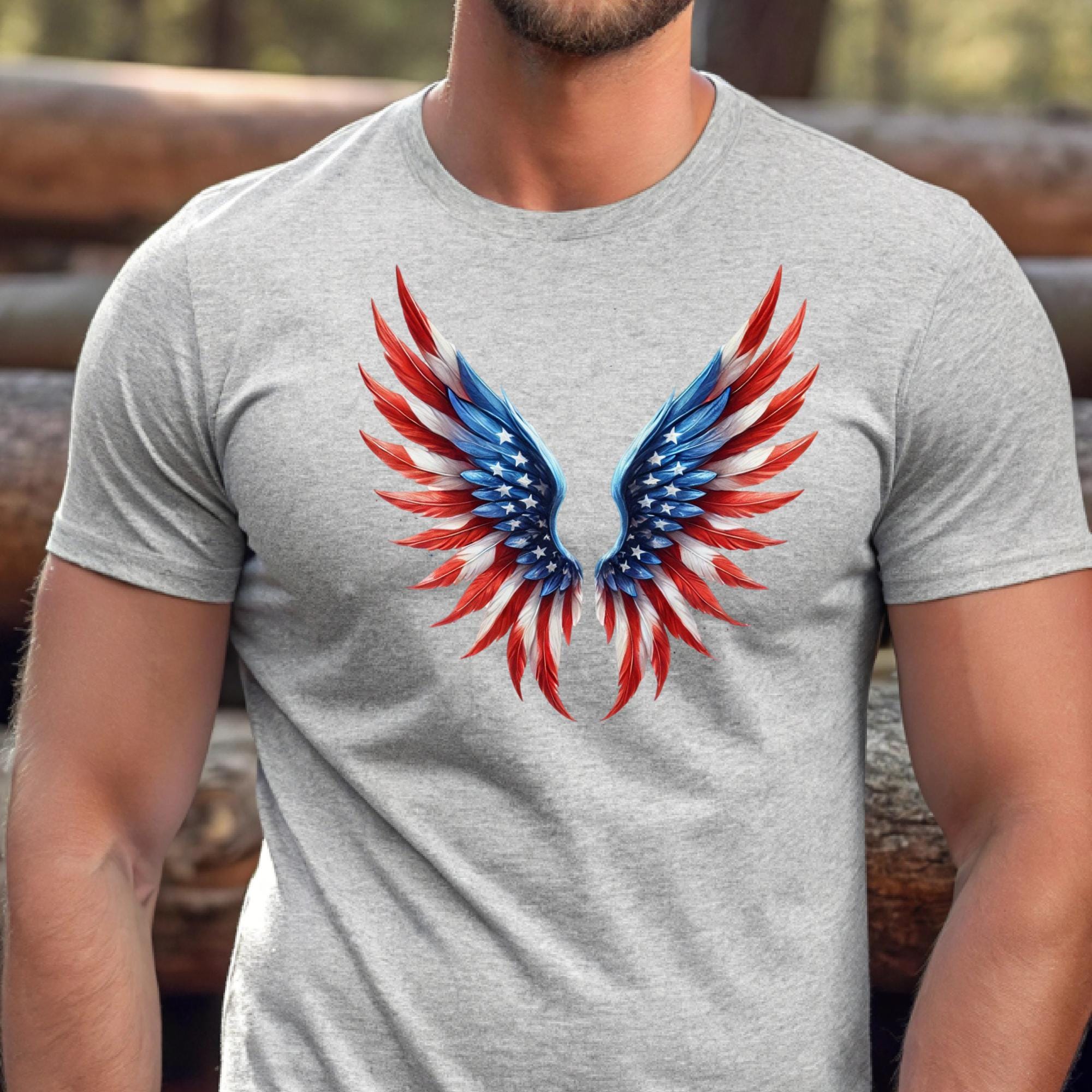 American Flag Angel Wings Clipart: Patriotic USA Eagle Feather PNG - Etsy