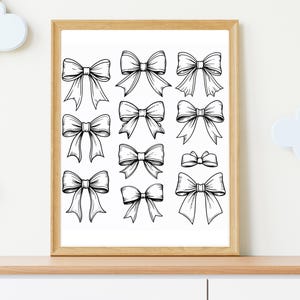 Coquette Bow Coloring Pages Bundle | 6 Relaxing Watercolor-friendly PDF ...
