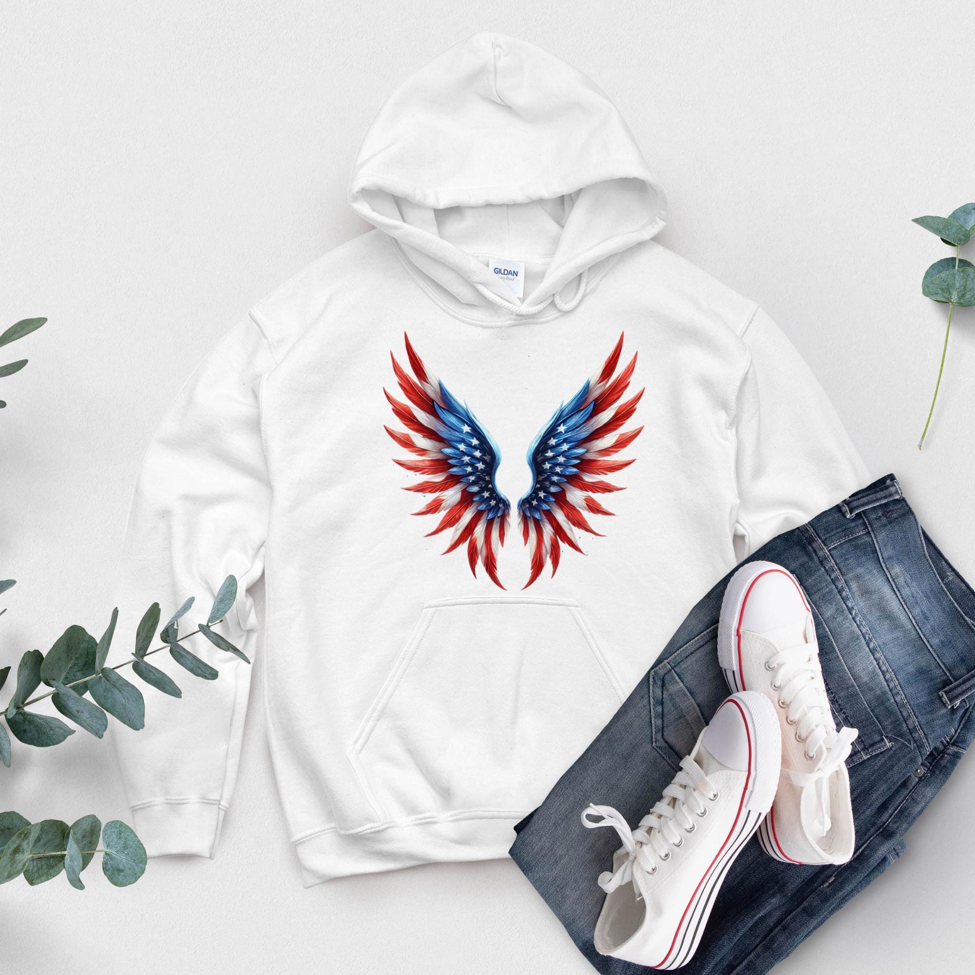 American Flag Angel Wings Clipart: Patriotic USA Eagle Feather PNG - Etsy