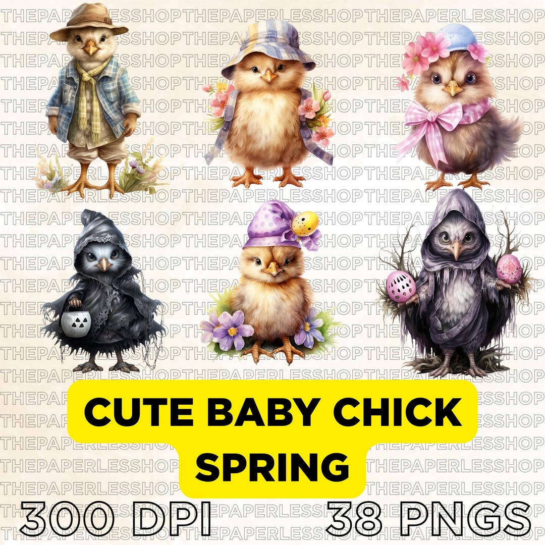 Cute Baby Chick Spring Wall Art Printable Bundle | Easter Farmhouse ...