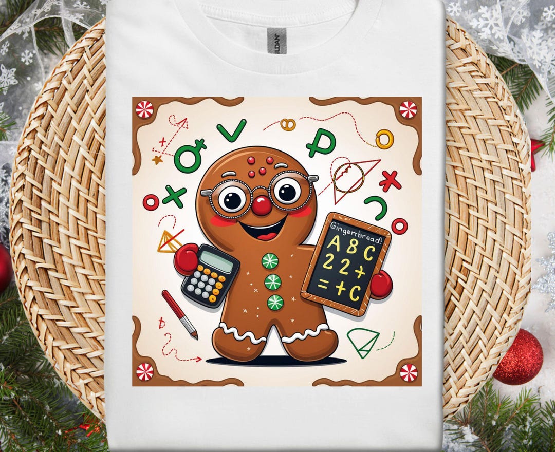Math Teacher Gingerbread Cookie Christmas Unisex T-shirt | Cute Holiday ...