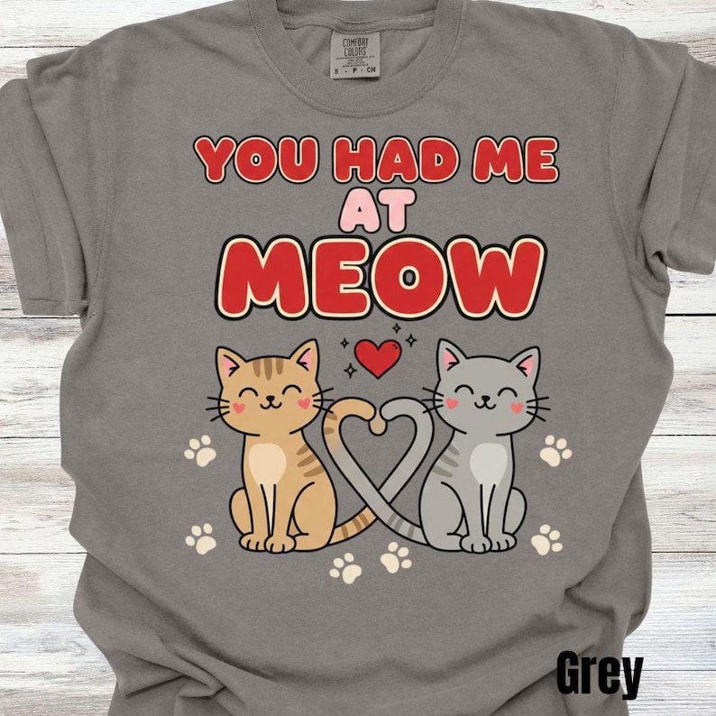 You Had Me at Meow Shirt, Cute Cat Valentine Tee, Cat Lover Gift ...